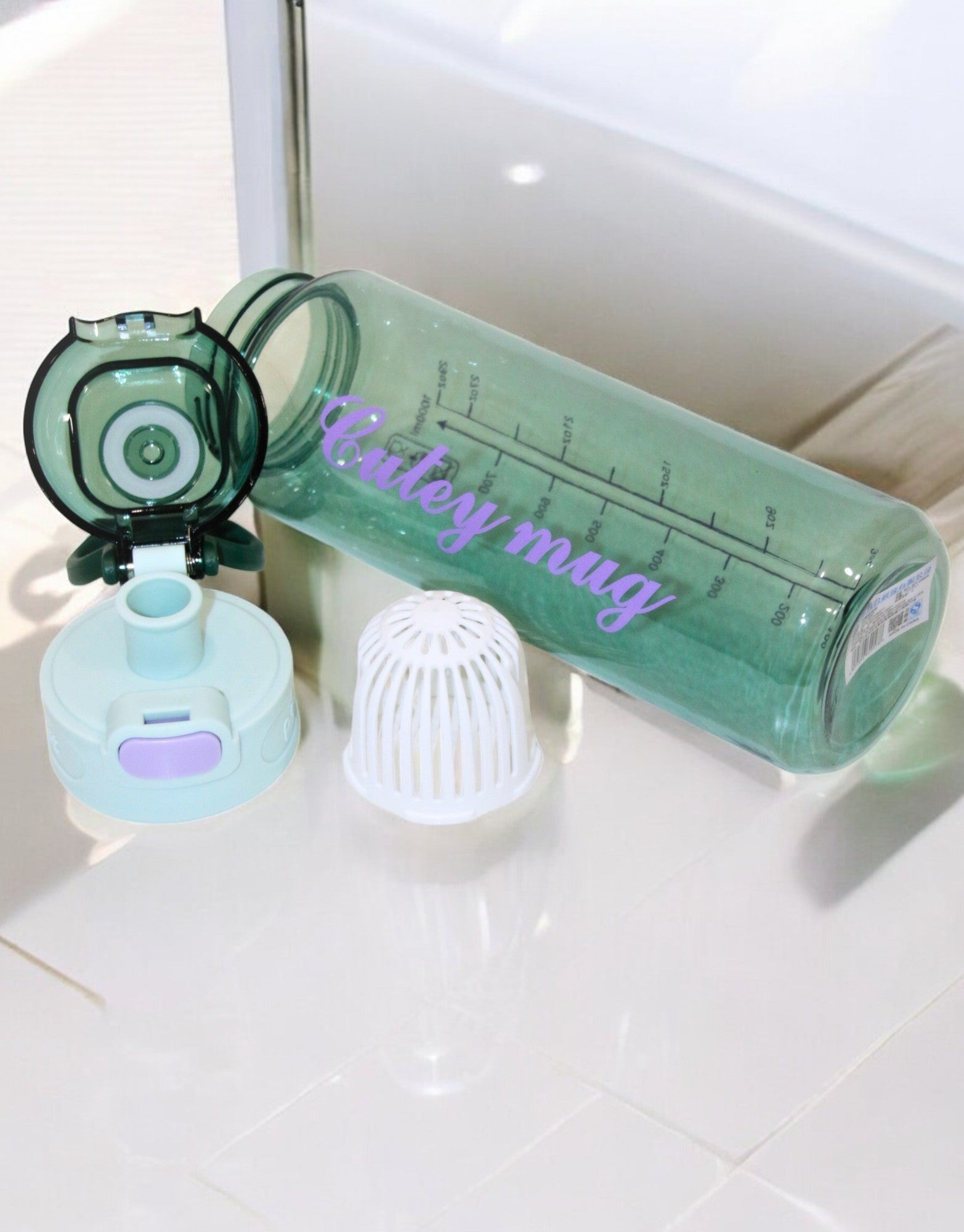 Classic Transparent Green Alkaline Water Bottle with Filter Mesh for S ...